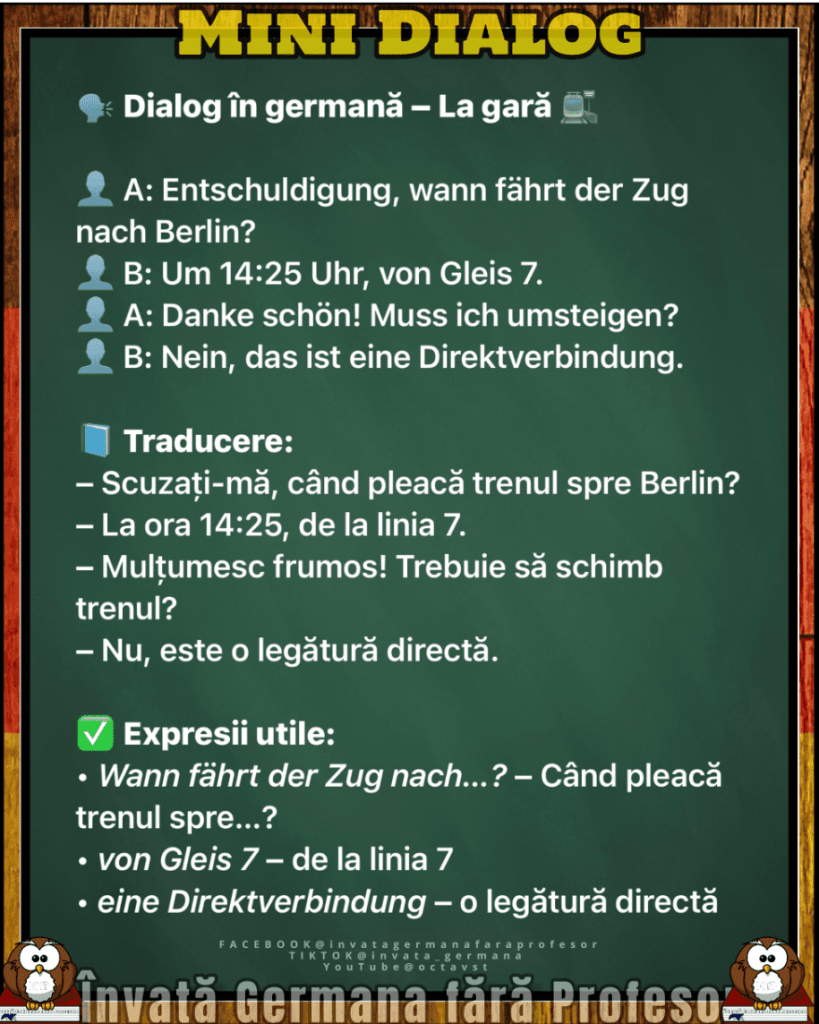 🟢 Dialog în germană – La gară 🚉 - Învață Germană fără Profesor
