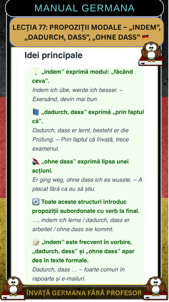 Manual de Germană – Lecția 77: Propoziții modale – „indem”, „dadurch ...